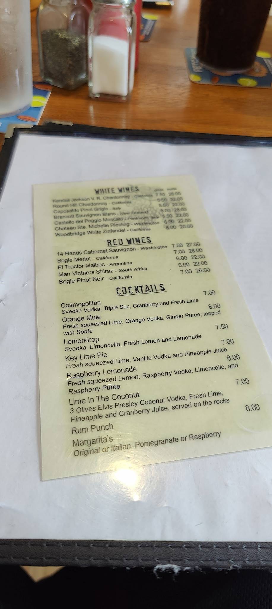 Menu at Springvale Publick House, Sanford