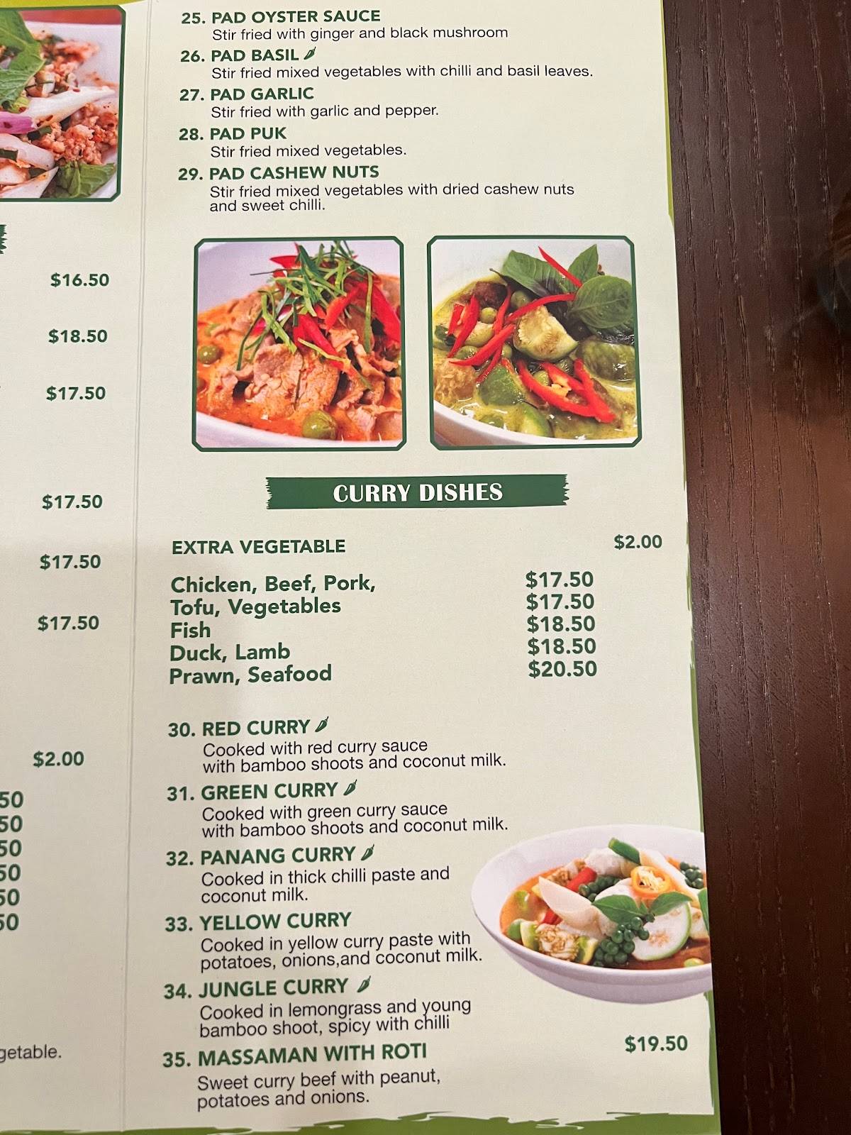 Menu at Springwood Thai Kitchen restaurant, Springwood