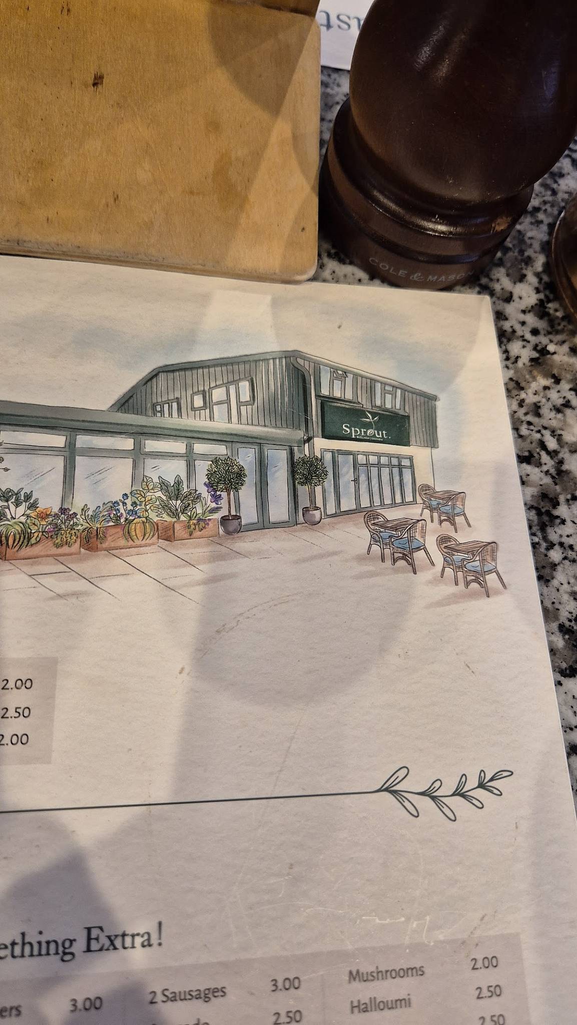 Menu at Sprout Kitchen Garden cafe, Ellesmere Port
