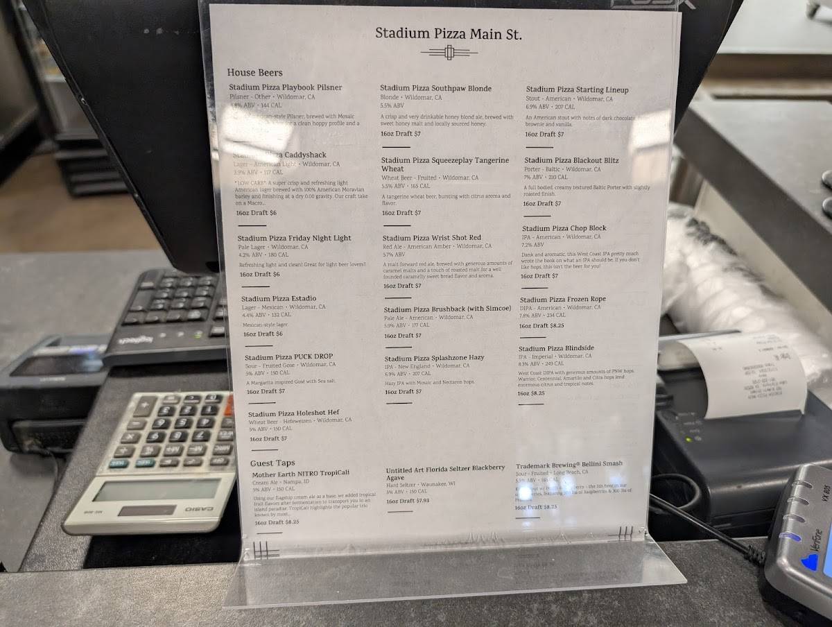 Menu at Stadium Pizza Main St. pizzeria, Lake Elsinore