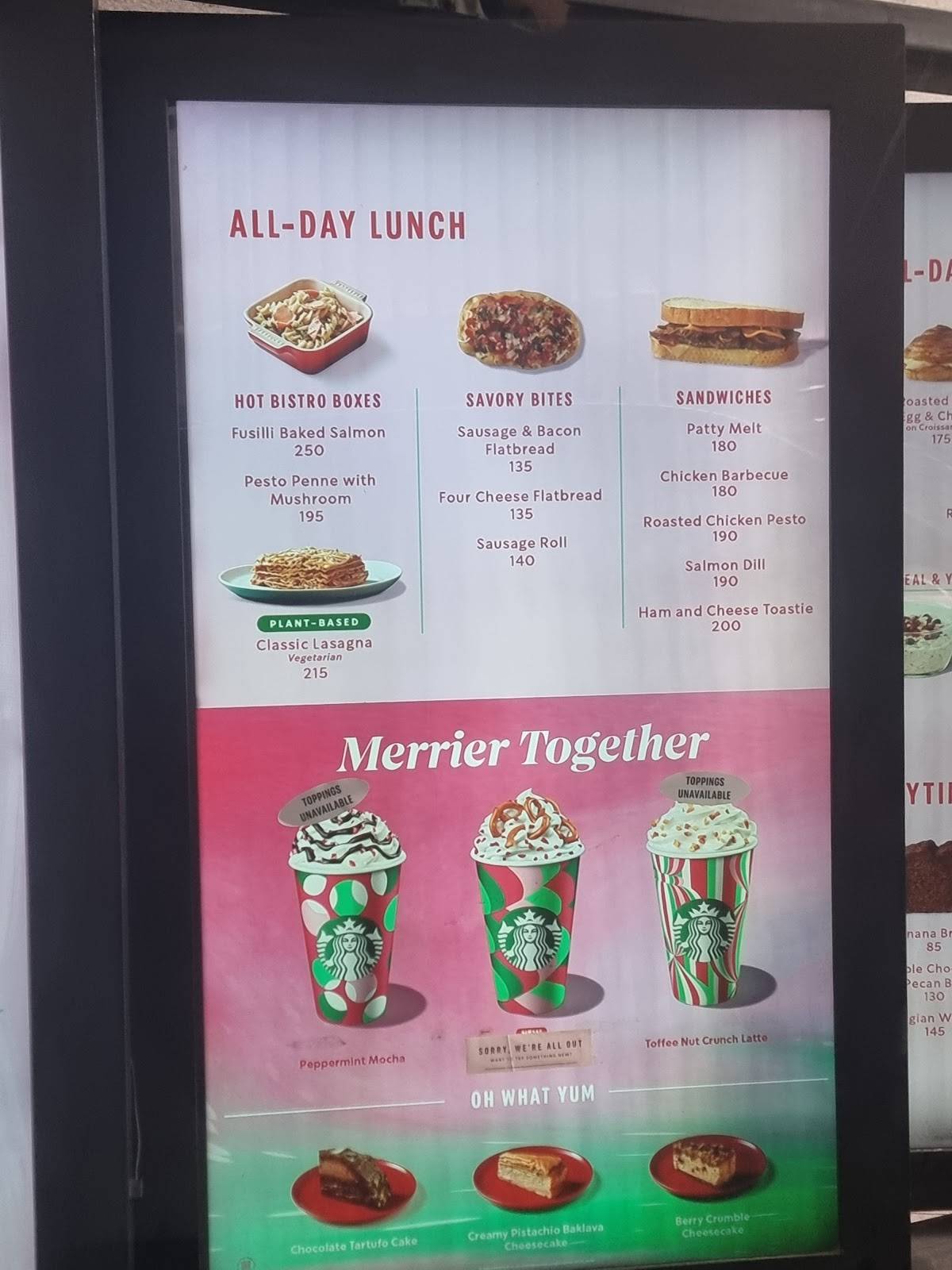 Menu at Starbucks Paseo de Magallanes Drive−thru cafe, Makati, Paseo de ...