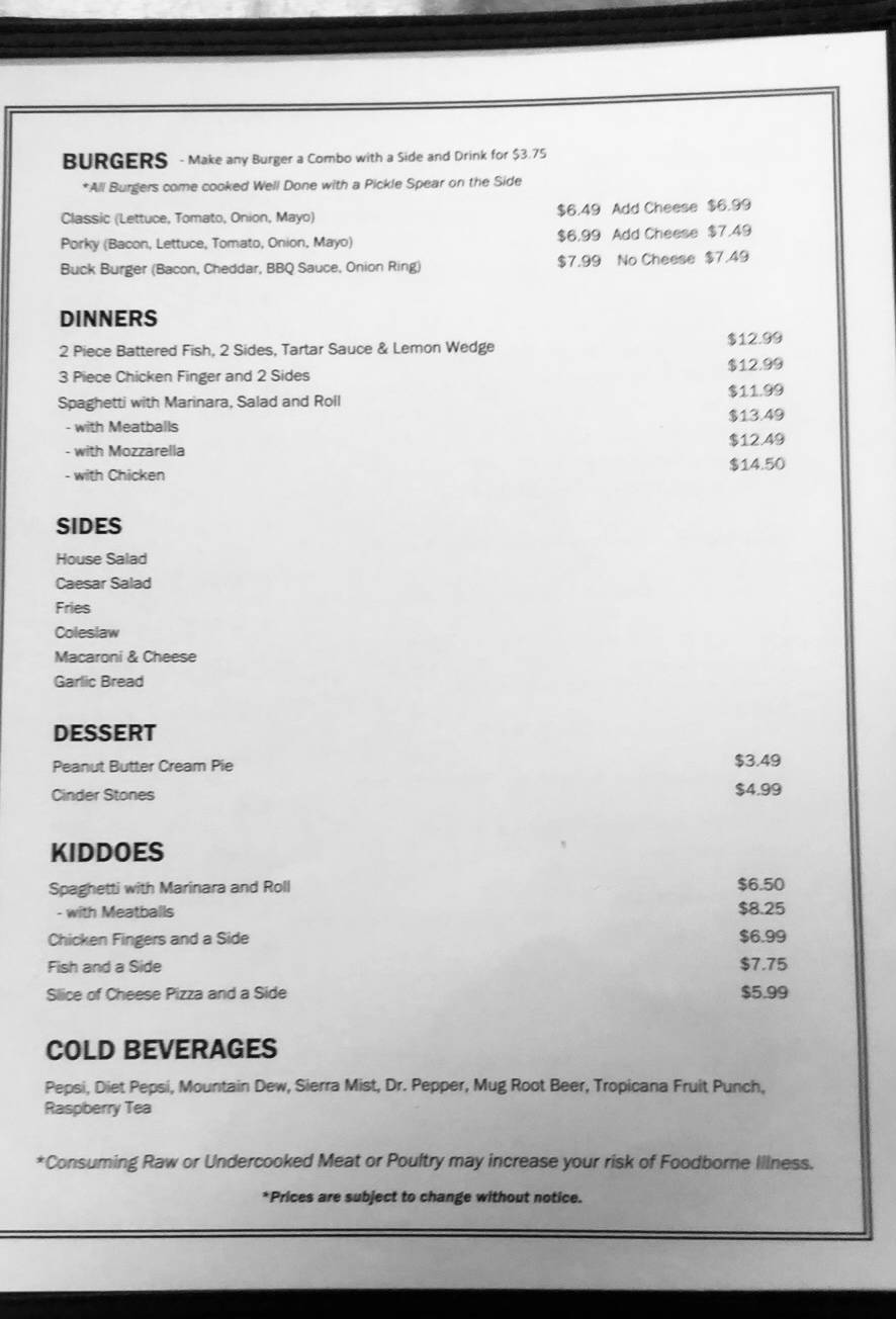 Menu at Ville Billy`s LLC pizzeria, State College