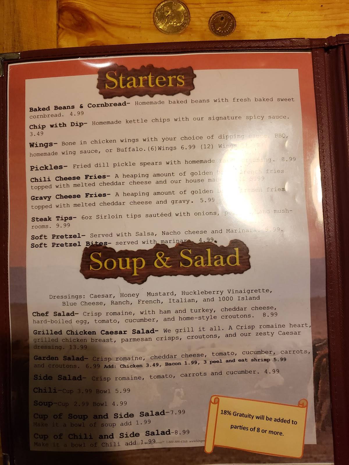 Menu at Desperados steakhouse, Hill City