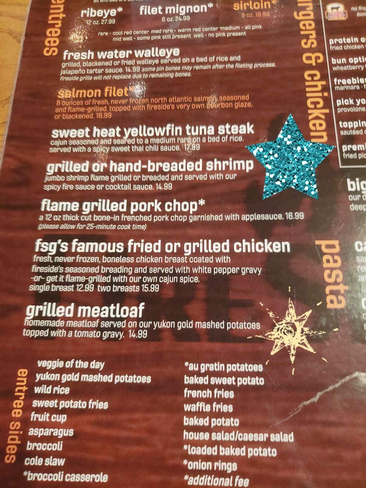 Menu at FireSide Grille steakhouse, Hurricane