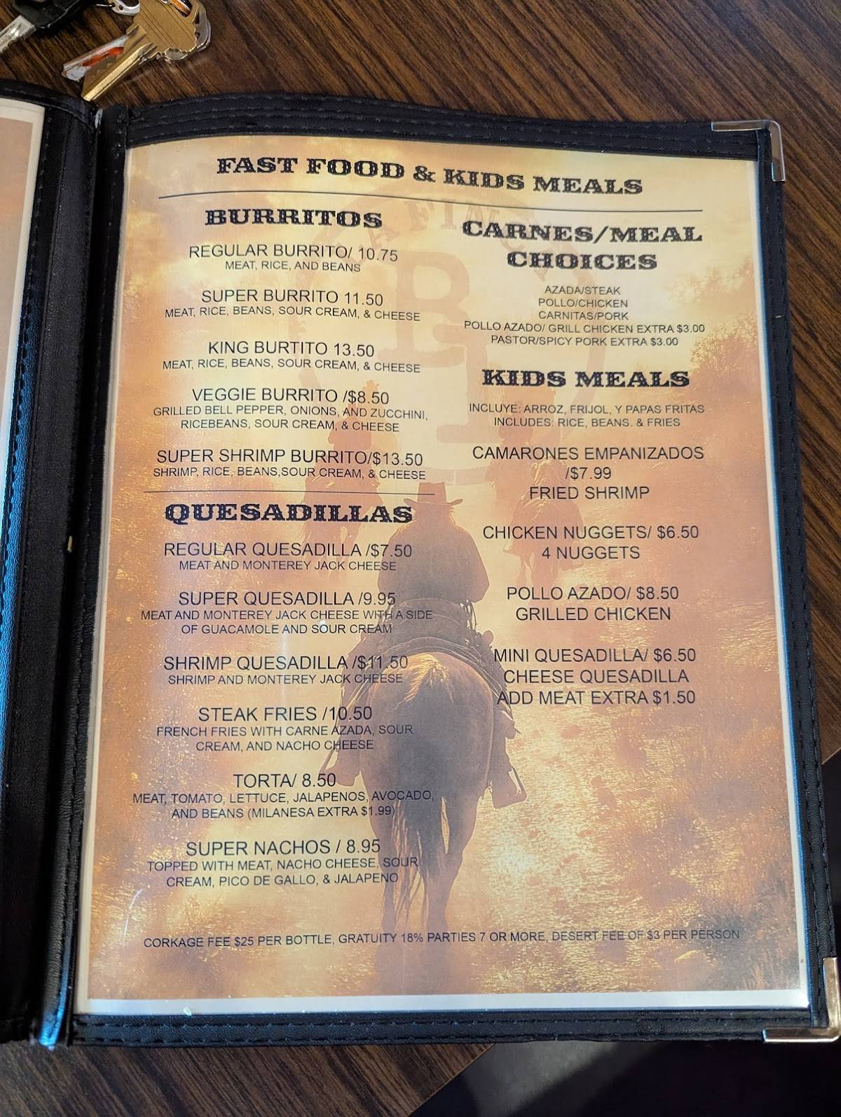 Menu at La Finca Branding Iron steakhouse, Merced