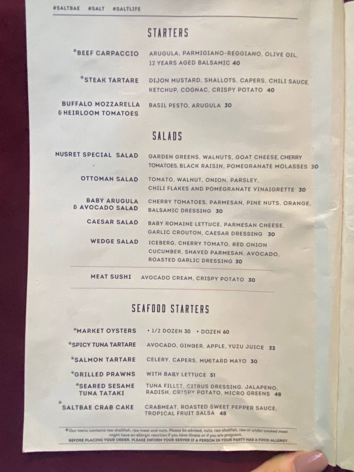 Menu at Nusr-Et Steakhouse New York, West New York, 60 W 53rd St