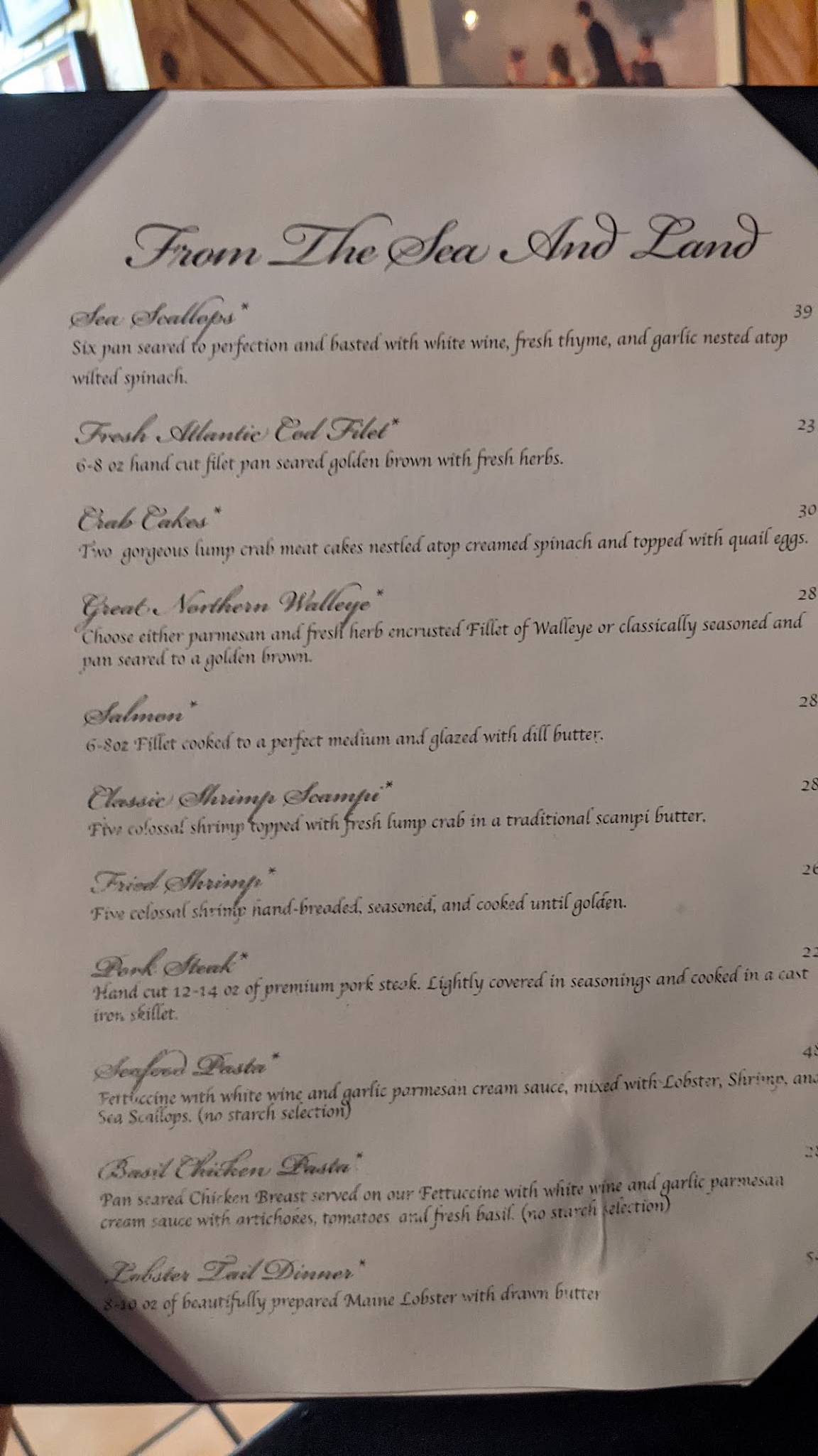 Menu at The Fat Chef steakhouse, Rogers