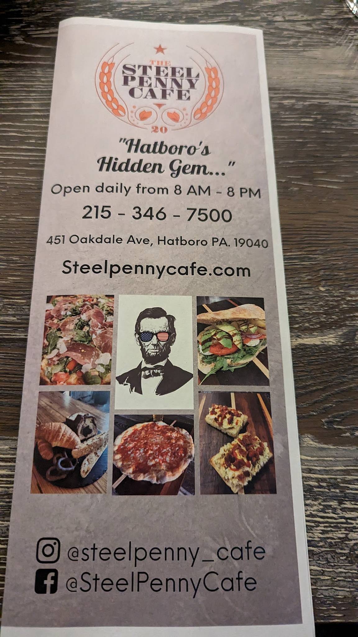 Menu at Steel Penny Cafe, Hatboro