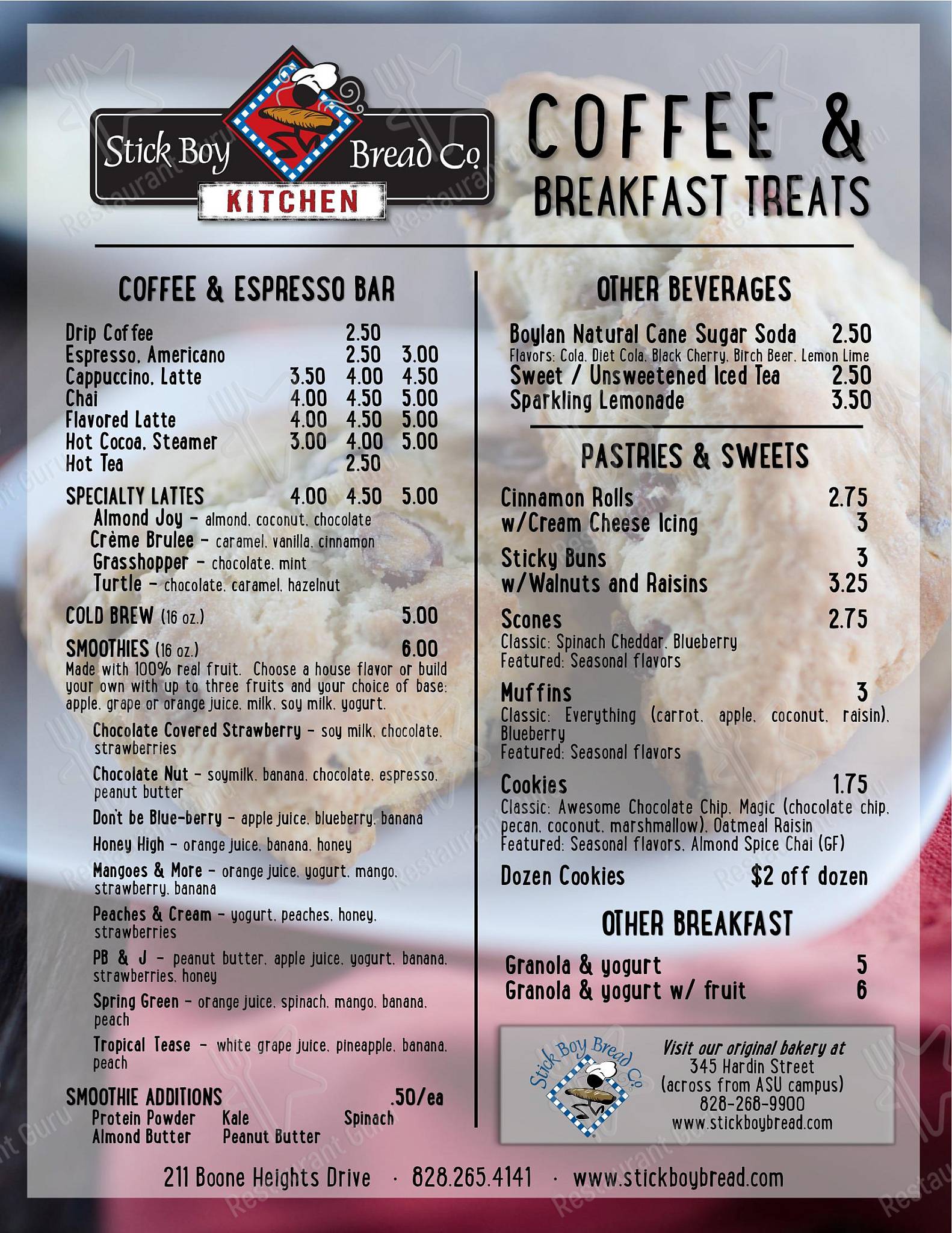 Menu at Stick Boy Kitchen restaurant, Boone