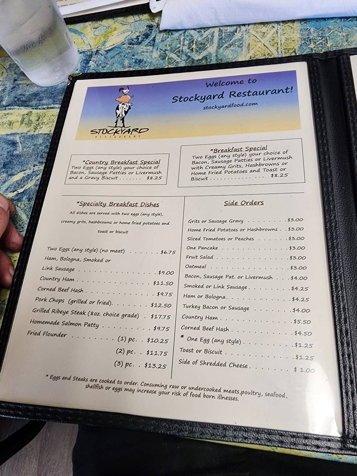 Menu at Stockyard Restaurant, Charlotte, Rozzelles Ferry Rd