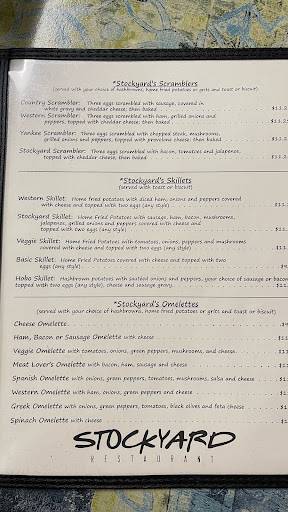 Menu at Stockyard Restaurant, Charlotte, Rozzelles Ferry Rd