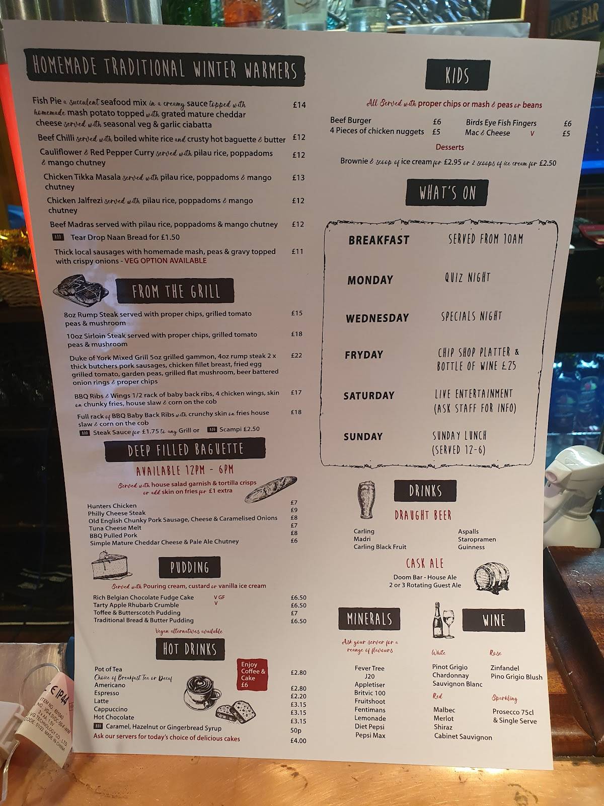 Menu at The Duke of York pub & bar, Stoke-on-Trent