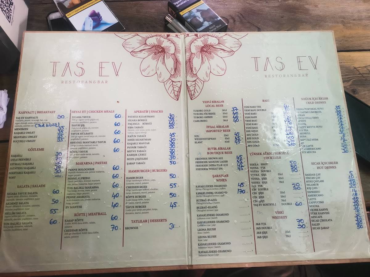 Menu at Stone House Cafe, Izmir