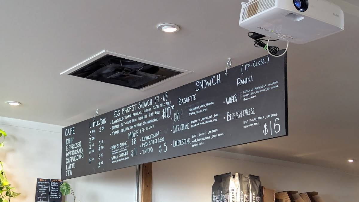 Menu at Stoop Cafe, Calgary
