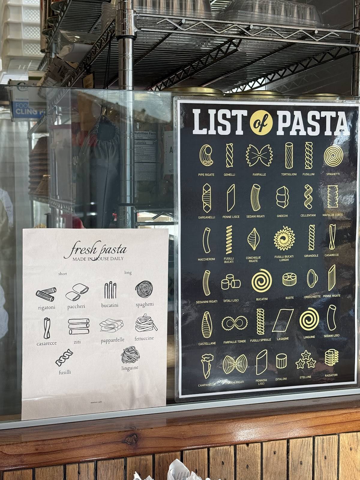 Menu at Storico Spaghetteria restaurant, Tustin