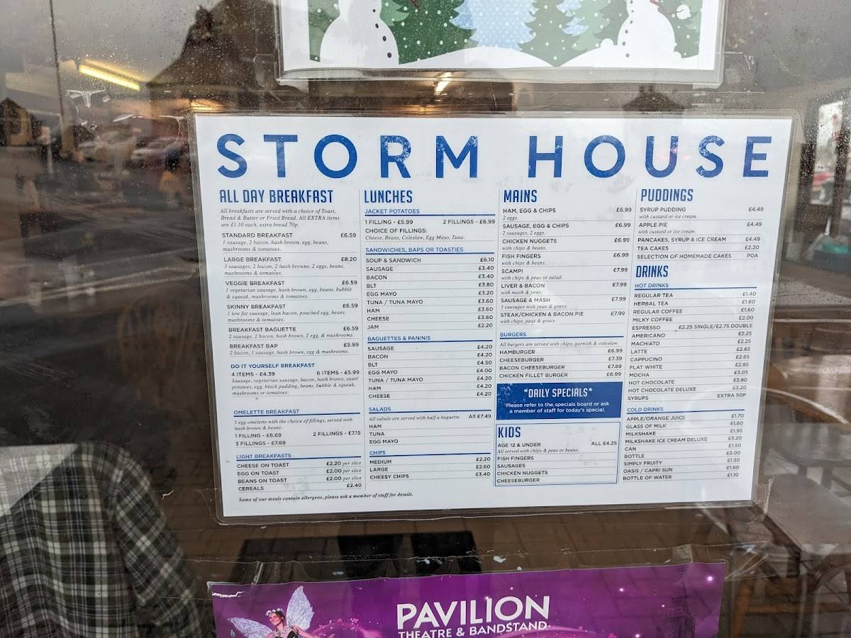 Menu at Storm House Cafe, Great Yarmouth