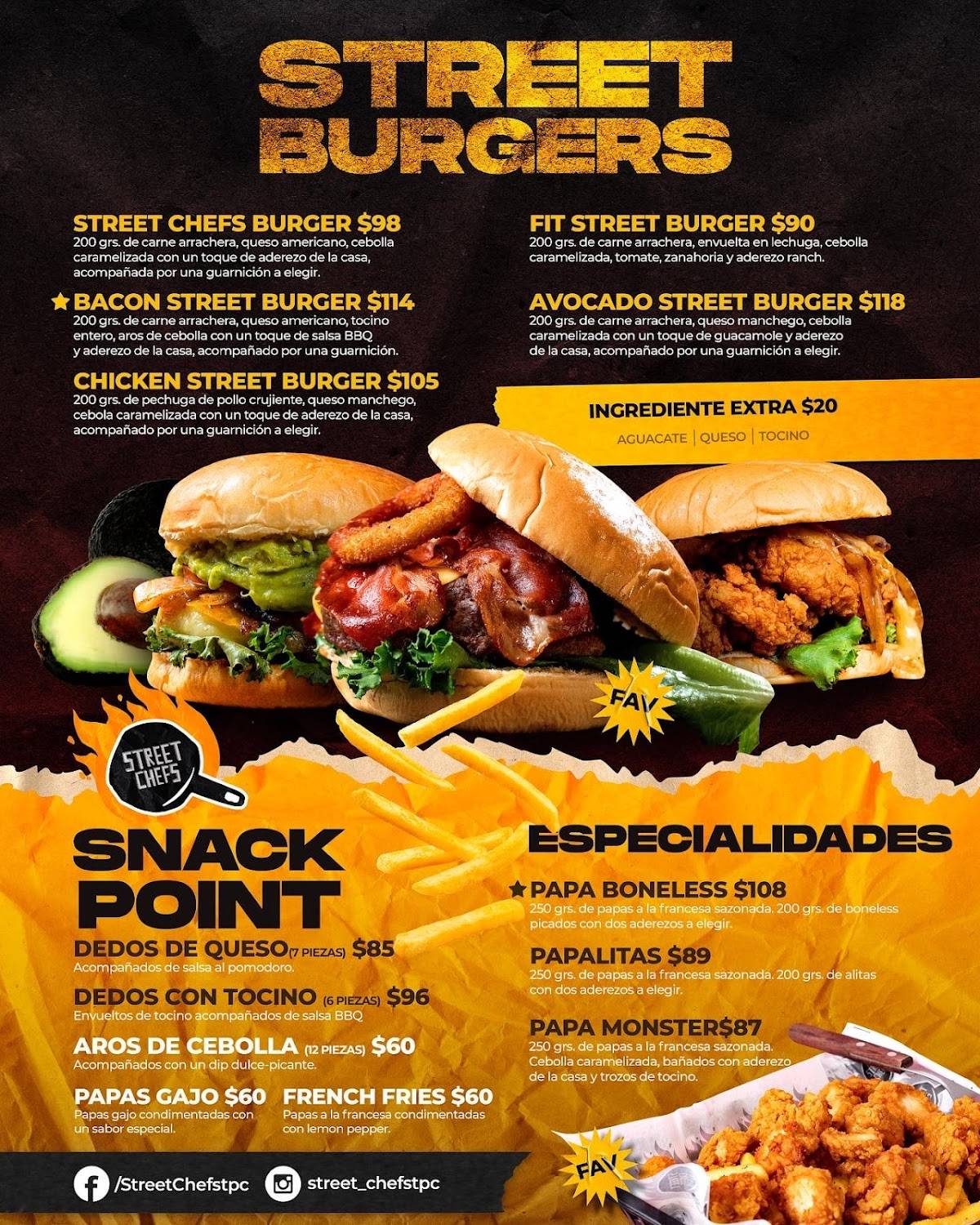 Carta del restaurante Street Chefs, Tepic
