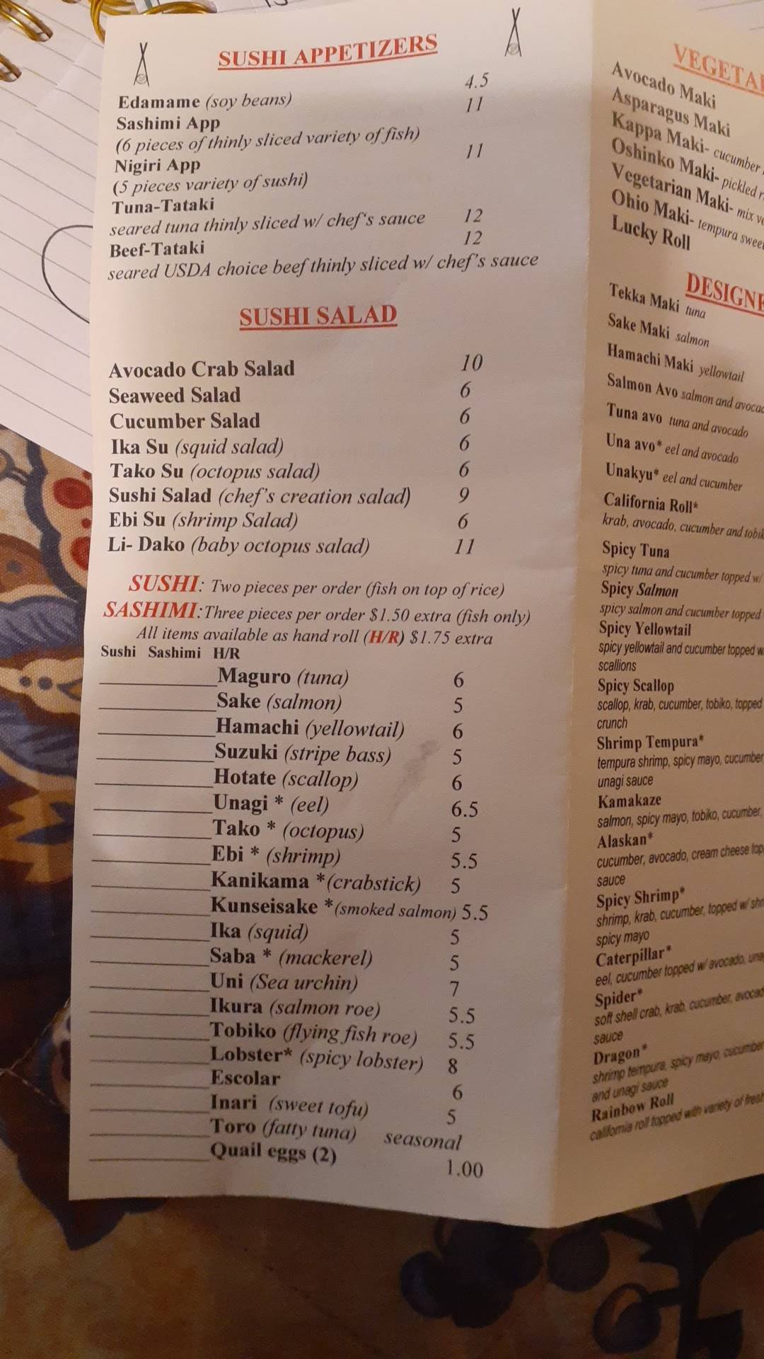 Menu at Kaizen Sushi Bar & Grill, Sturbridge