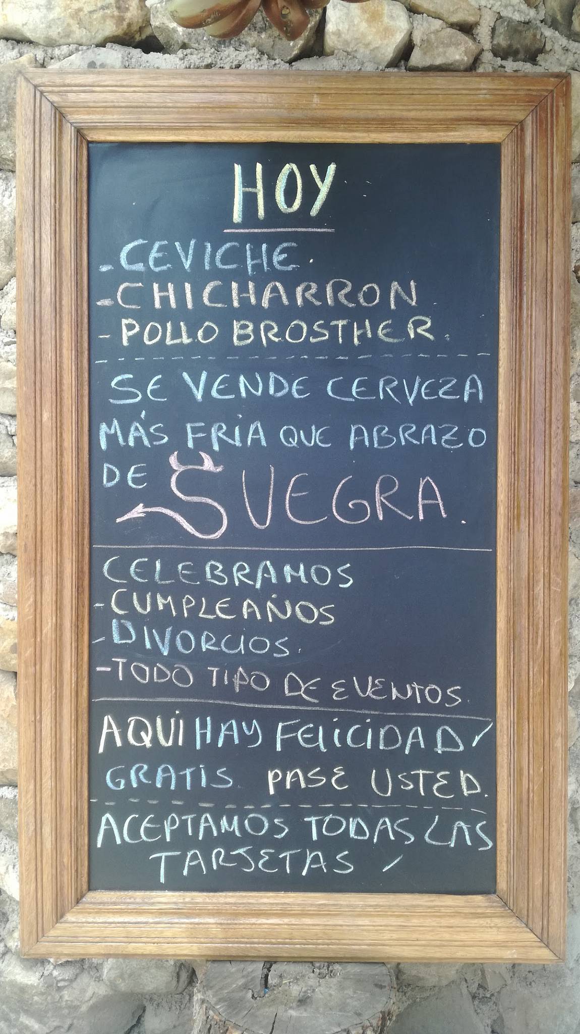 Menu at Su merced. Vive natural / Resort/Club, Peru
