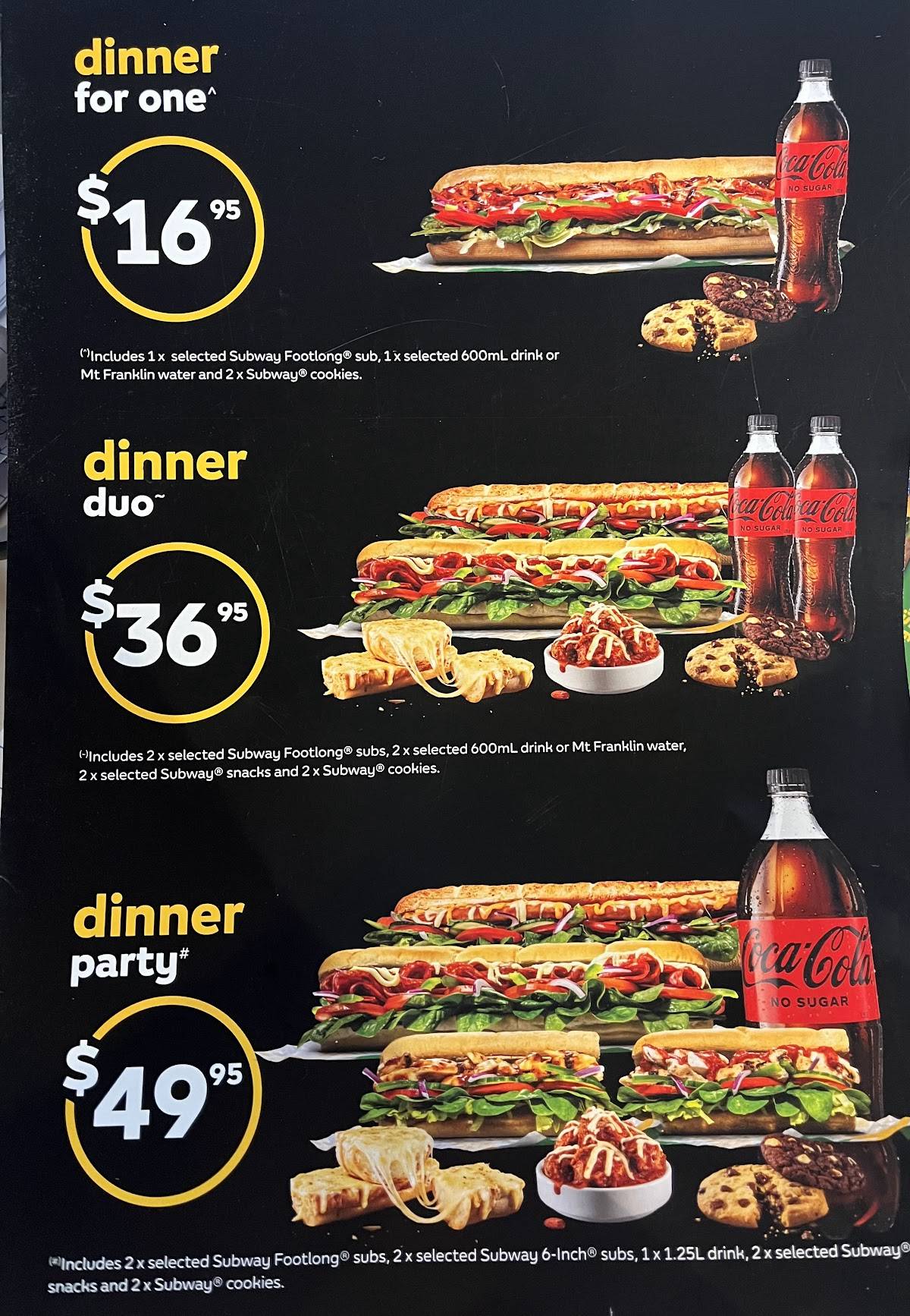Menu at Subway Drive Thru Shepparton restaurant, Shepparton