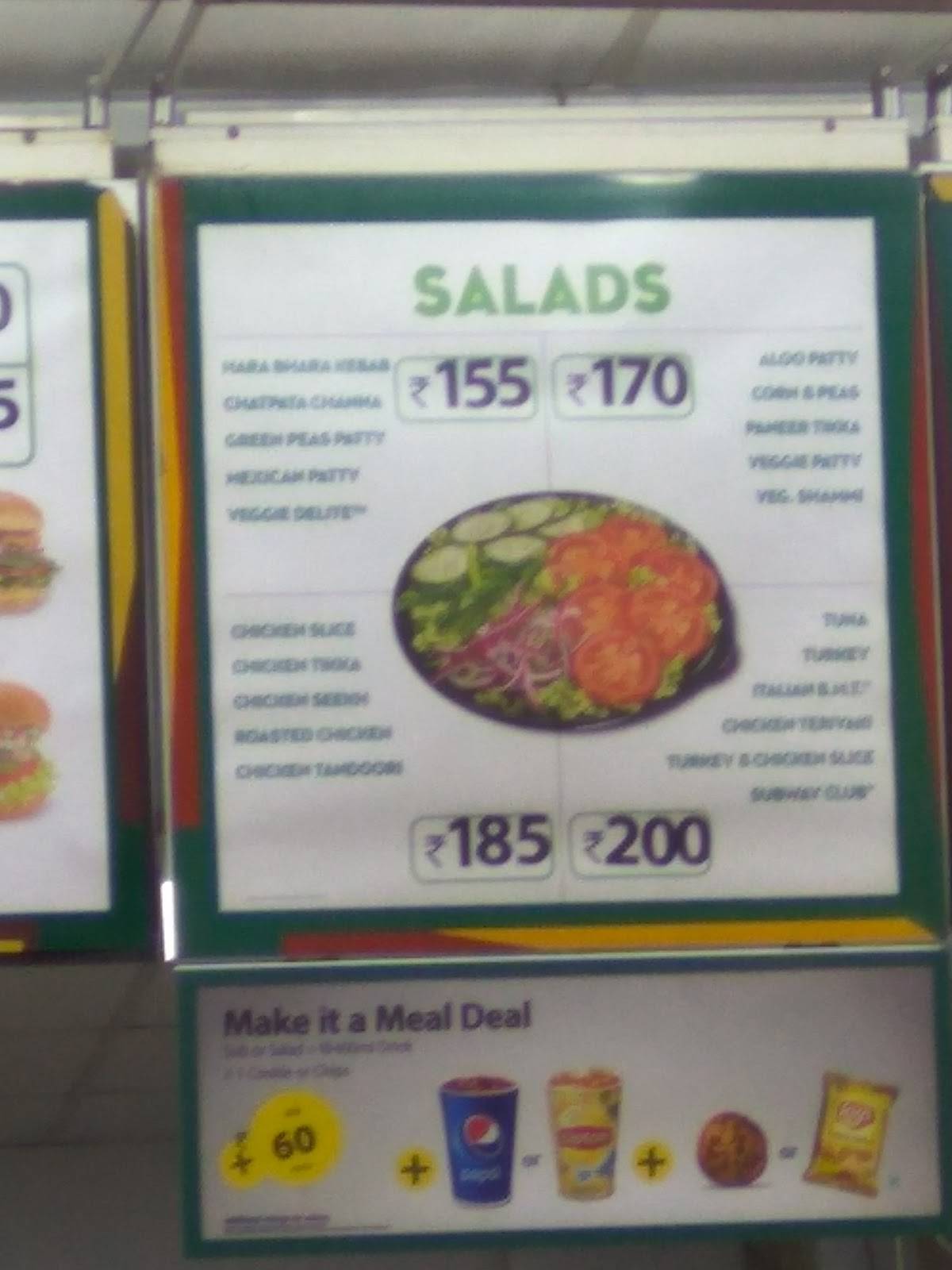 Menu at Subway, Faridabad, 47