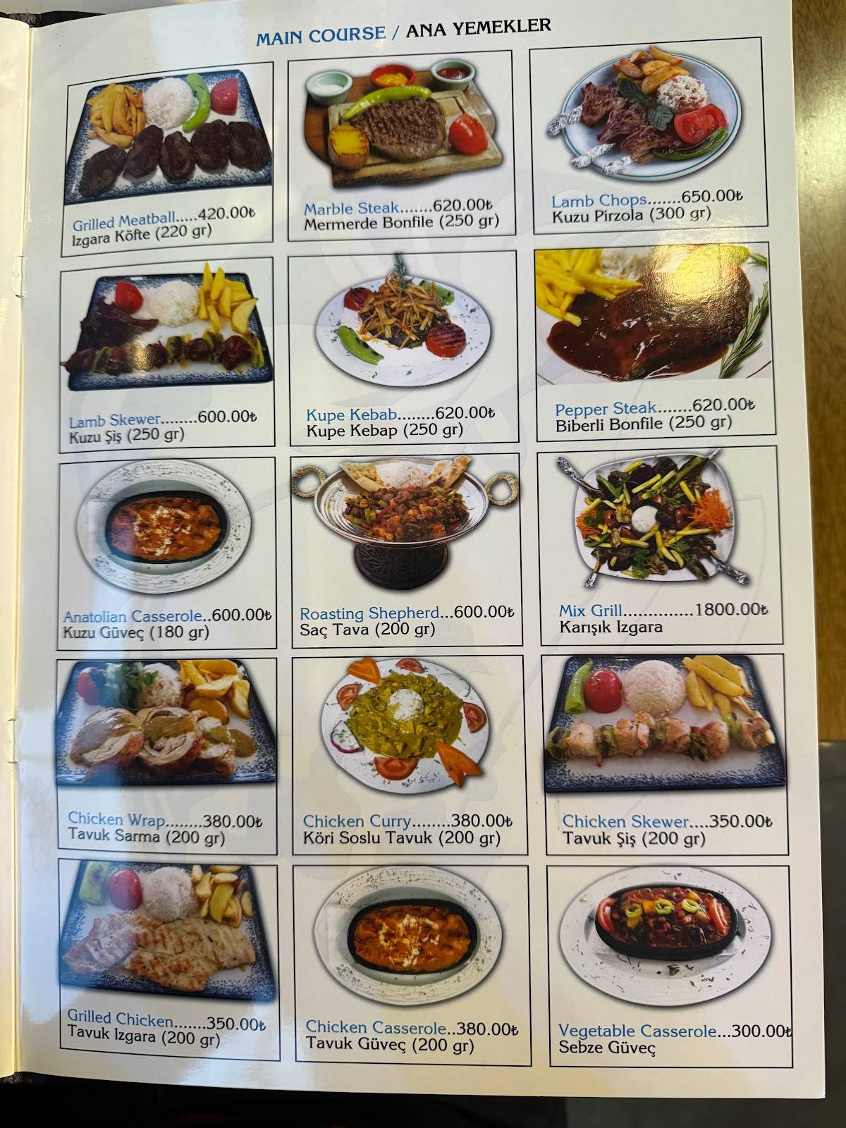Menu at Sultanahmet Fish House, Istanbul Restaurant, Dining, Istanbul