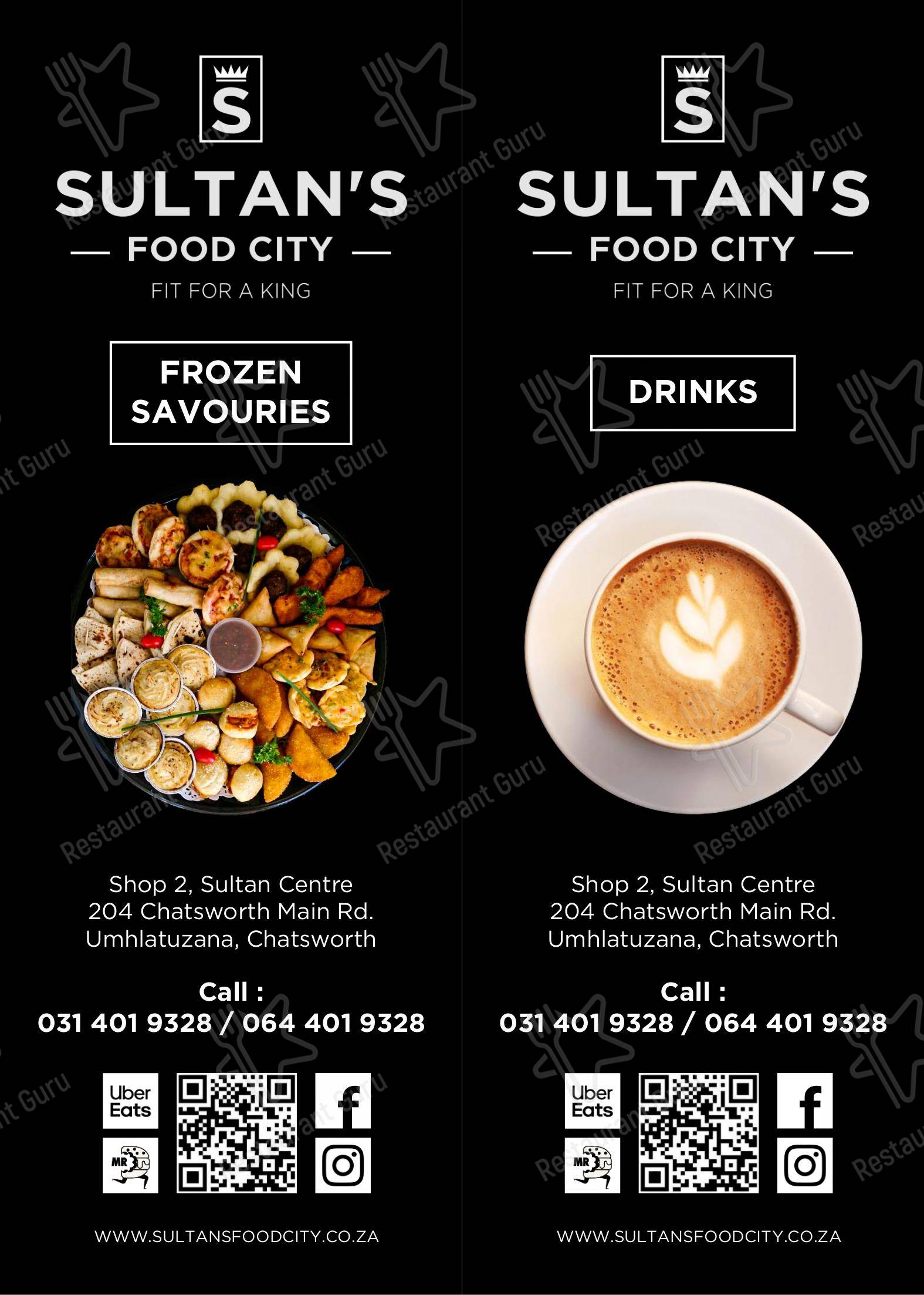 Menu at Sultans Food City restaurant, Chatsworth
