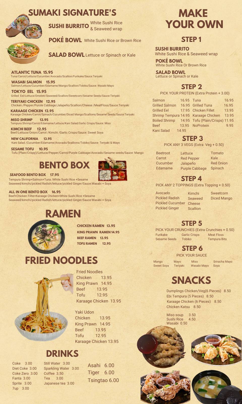 Menu at Sumaki - Sushi Burrito - Poké - Ramen restaurant, Dublin