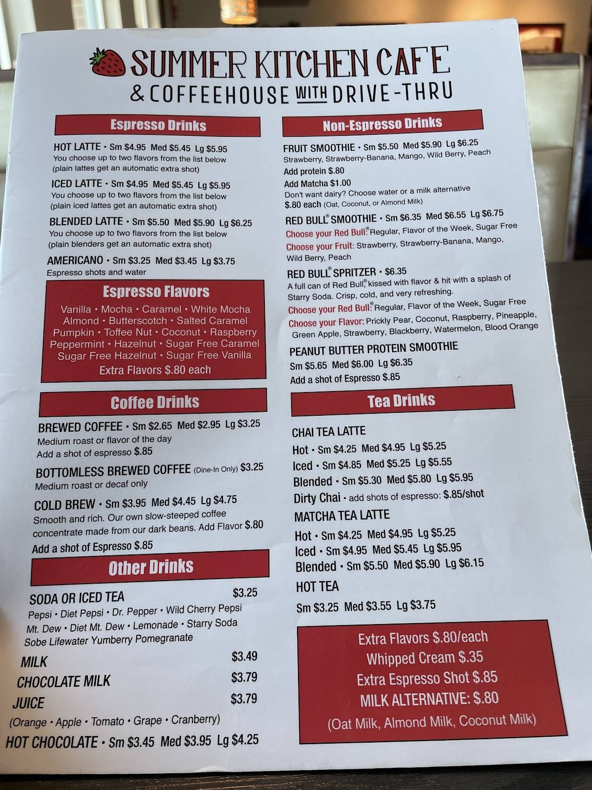 Menu at Summer Kitchen Cafe, La Vista, Giles Rd