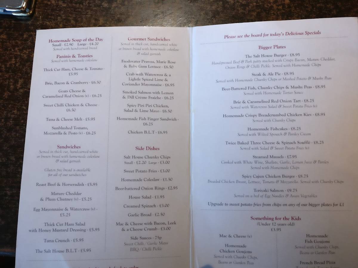 Menu at The Salt House Kitchen pub & bar, Sunderland