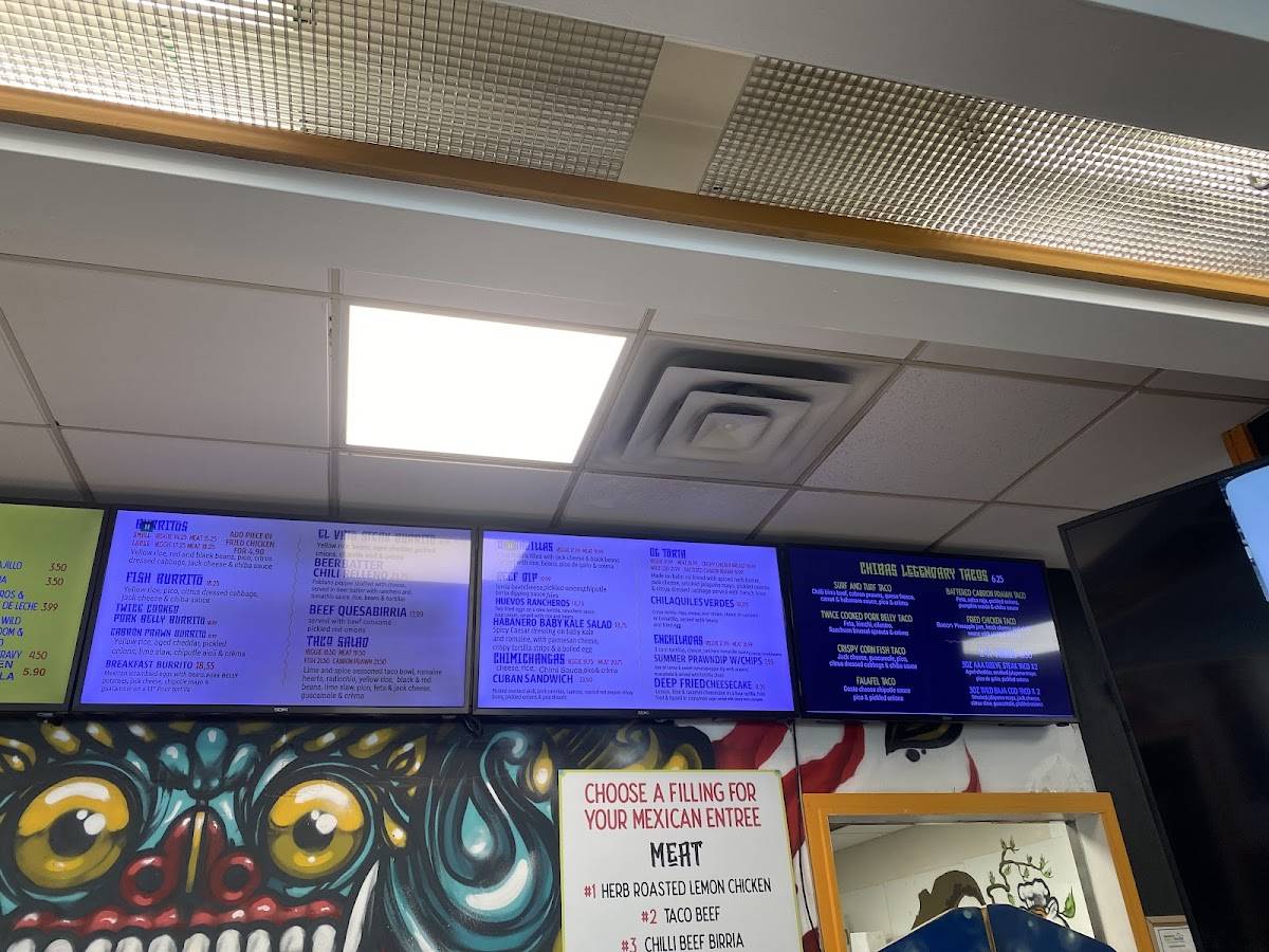 Menu at Sunny Chibas restaurant, Squamish