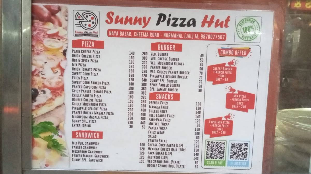 Menu at Sunny pizza hut nurmahal, Nurmahal
