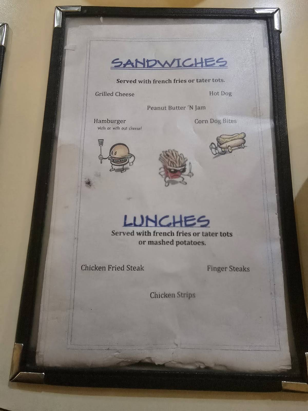 Menu at Sunrise Inn restaurant, Nampa