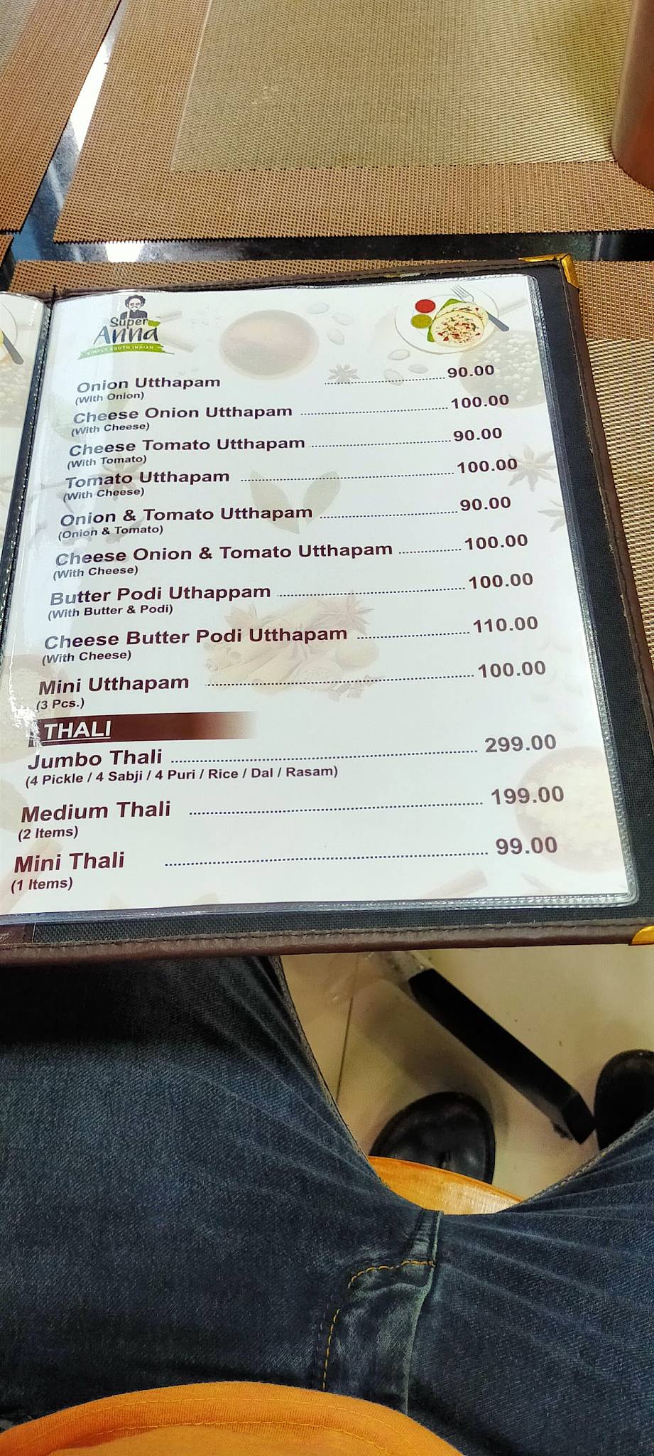 Menu at Super Anna, Pune
