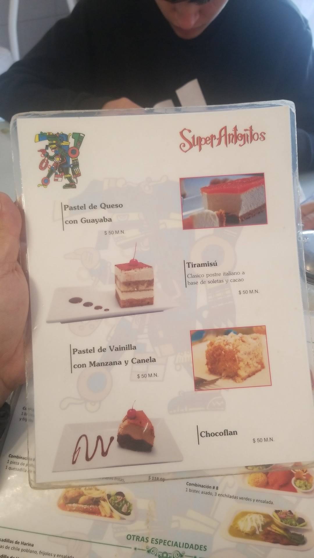 Carta del restaurante Super Antojitos, Tijuana, P.º del los Héroes No. 96