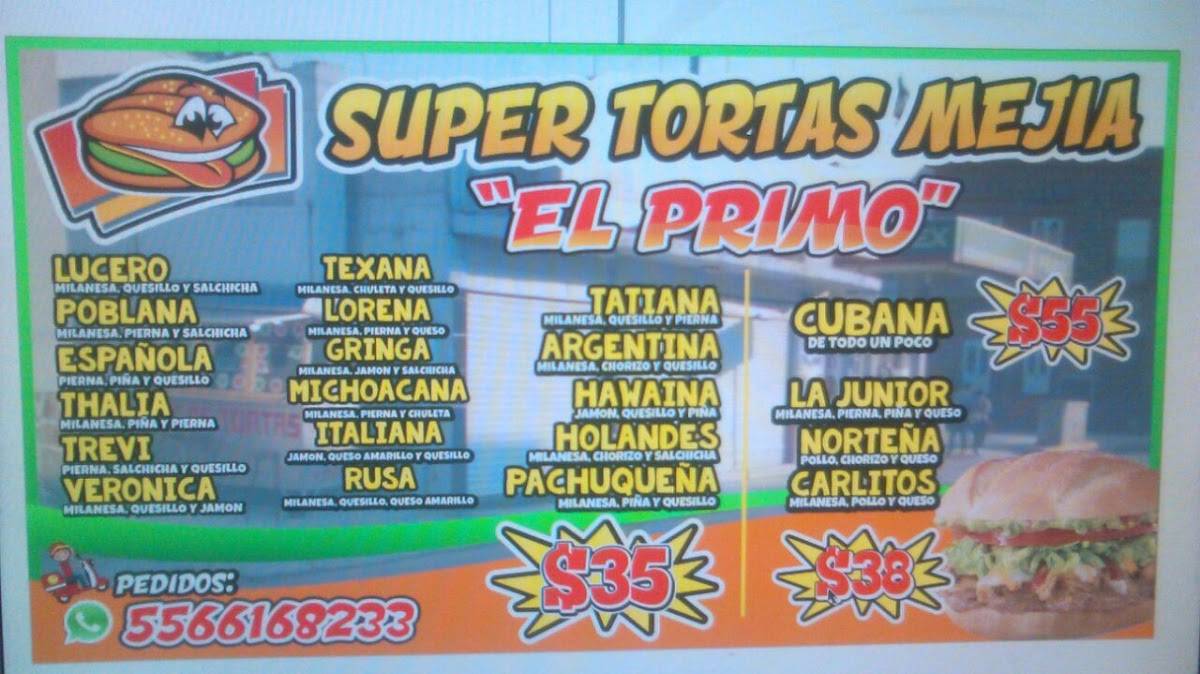 Carta del restaurante Super Tortas Mejia "El primo", Pachuca del Soto