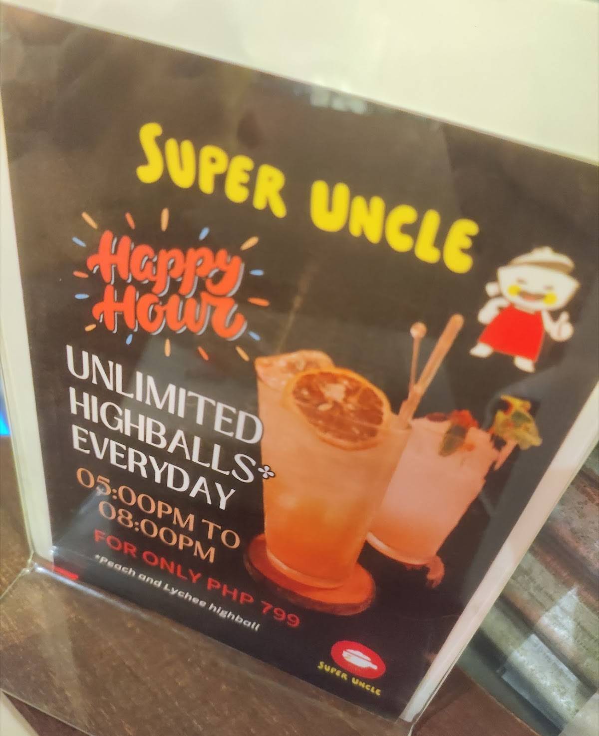 Menu at Super Uncle Claypot restaurant, Makati