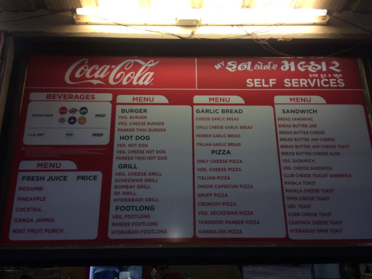 Menu at My Malhar Dhosa, Surat, Subhash Chandra Bose Marg