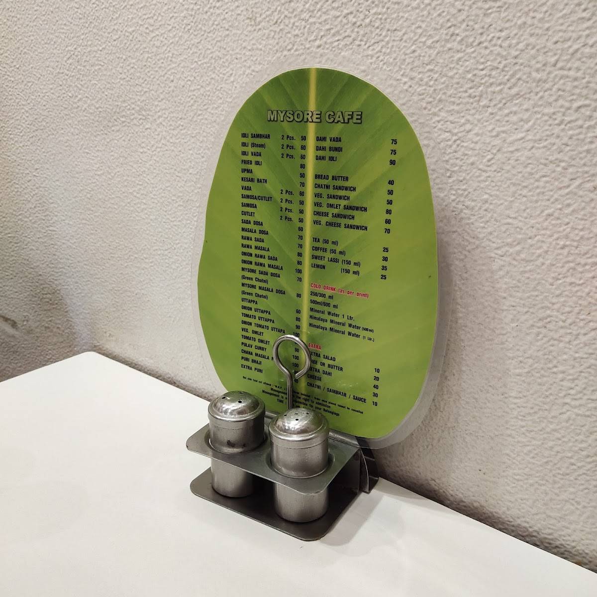 Menu at Mysore Cafe, Surat, Daruwalla Building Besides Athwa Petrol Pump