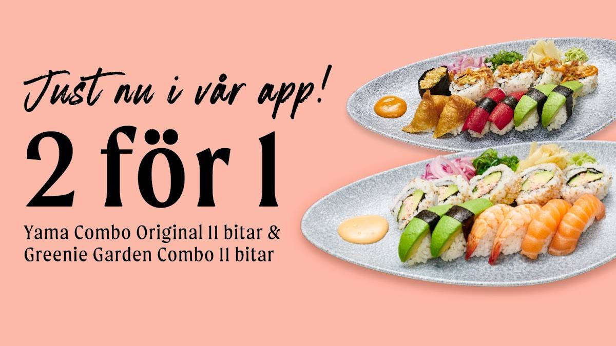 Menu at Sushi Yama restaurant, Malmö, Per Albin Hanssons väg 40