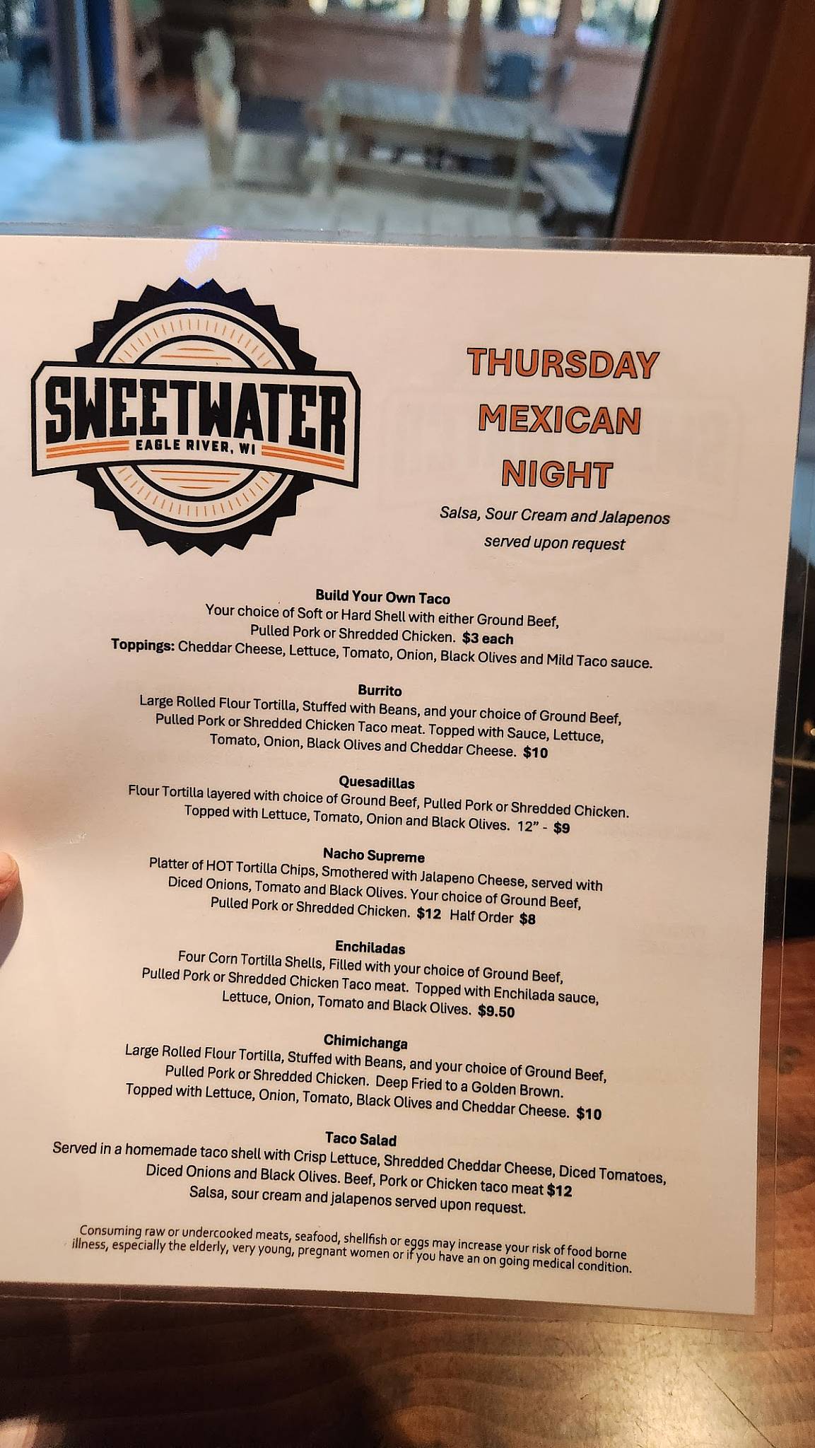 Menu at Sweetwater Spirits & Resort pub & bar, Eagle River
