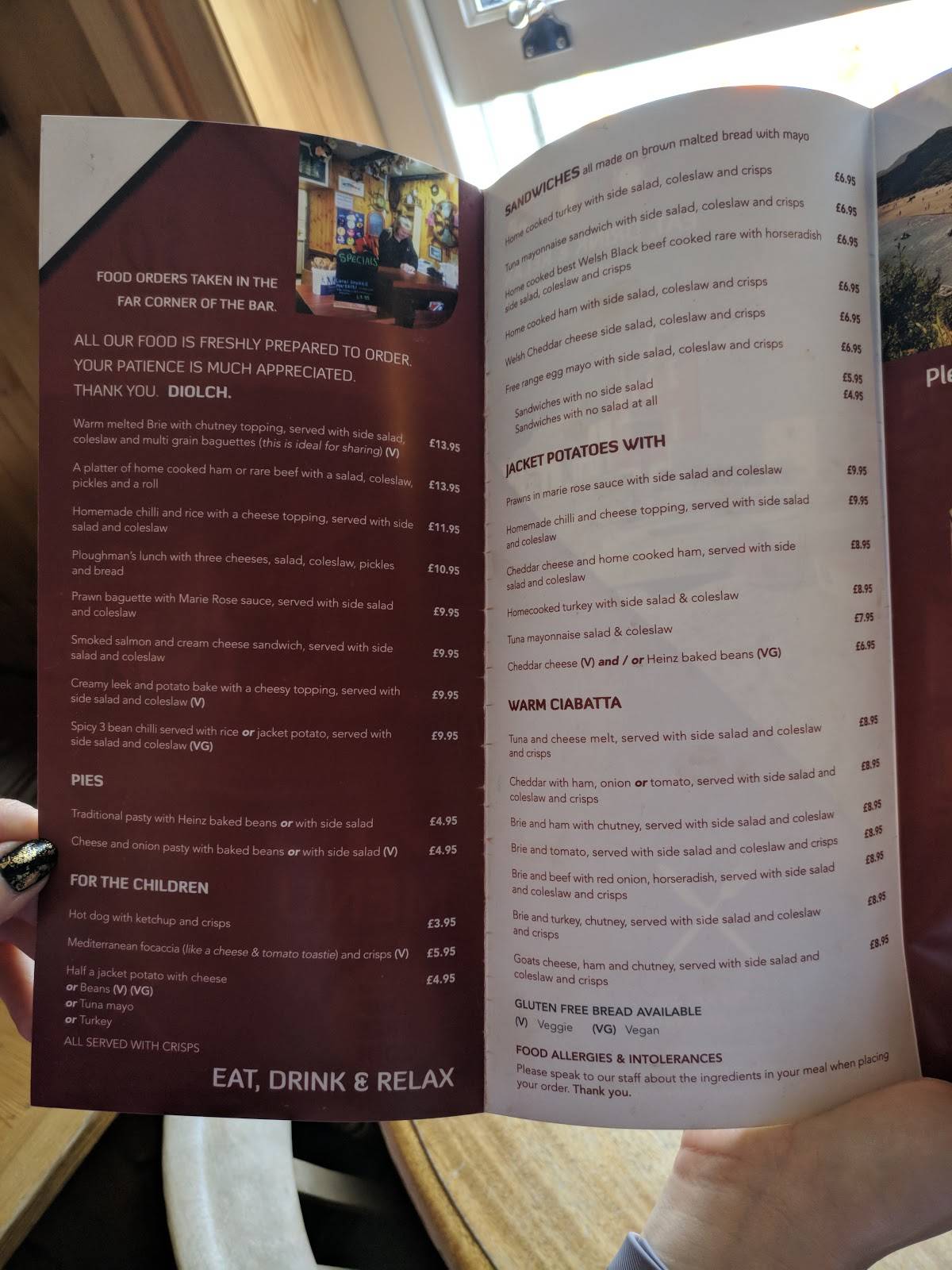 Menu at Tŷ Coch Inn pub & bar, Morfa Nefyn