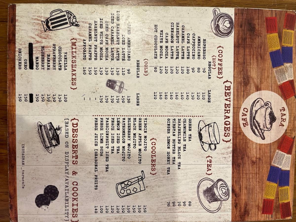 Menu at TARA CAFE, Kalimpong, Shop no. 8