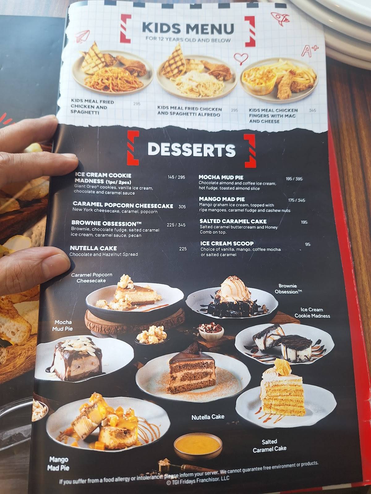 Menu at TGI Fridays Shangri-La Plaza restaurant, Mandaluyong