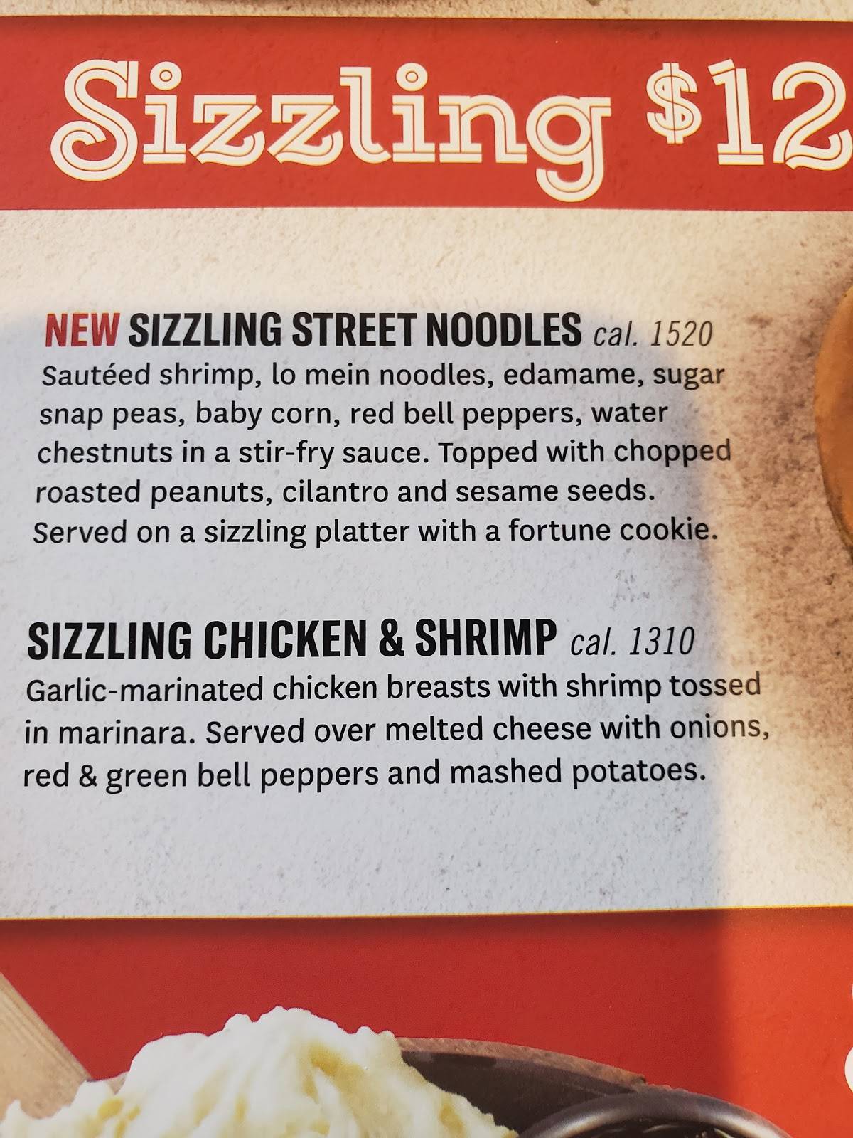 Menu at TGI Fridays restaurant, Springfield