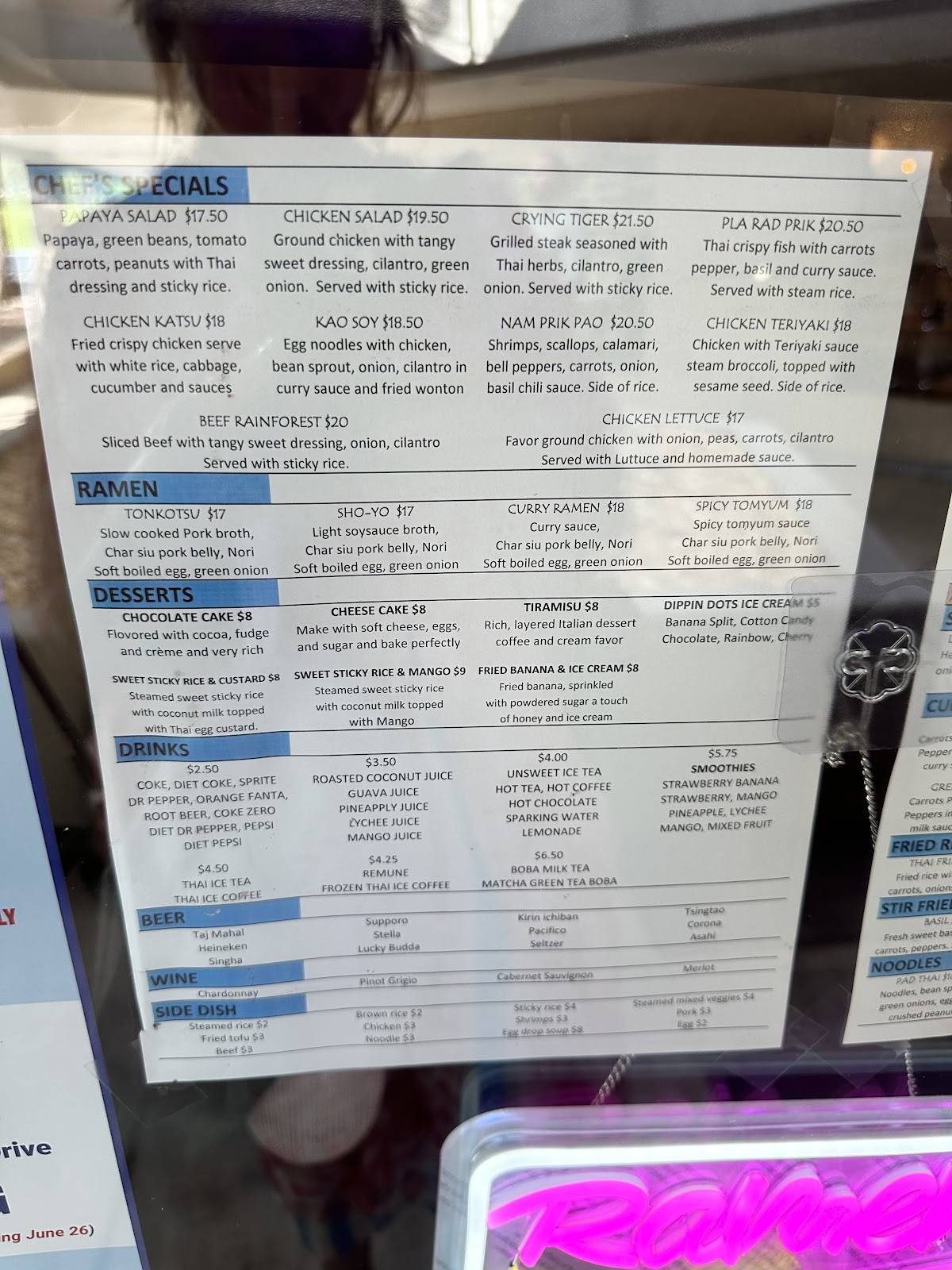 Menu at THAI 202 and RAMEN CONIFER restaurant, Conifer