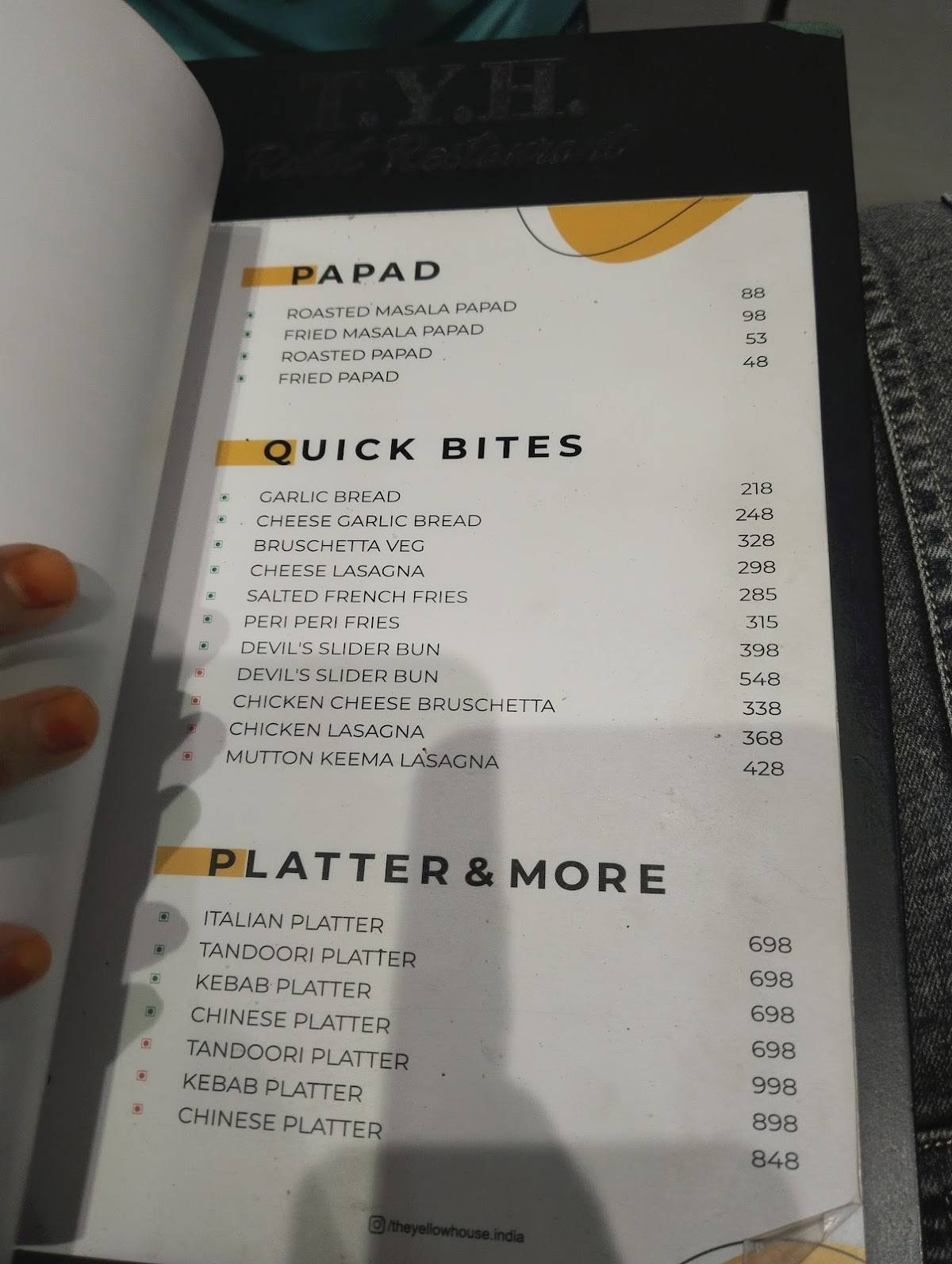 Menu at THE ROBOT RESTAURANT LUCKNOW - THE YELLOW HOUSE Best Chinese ...