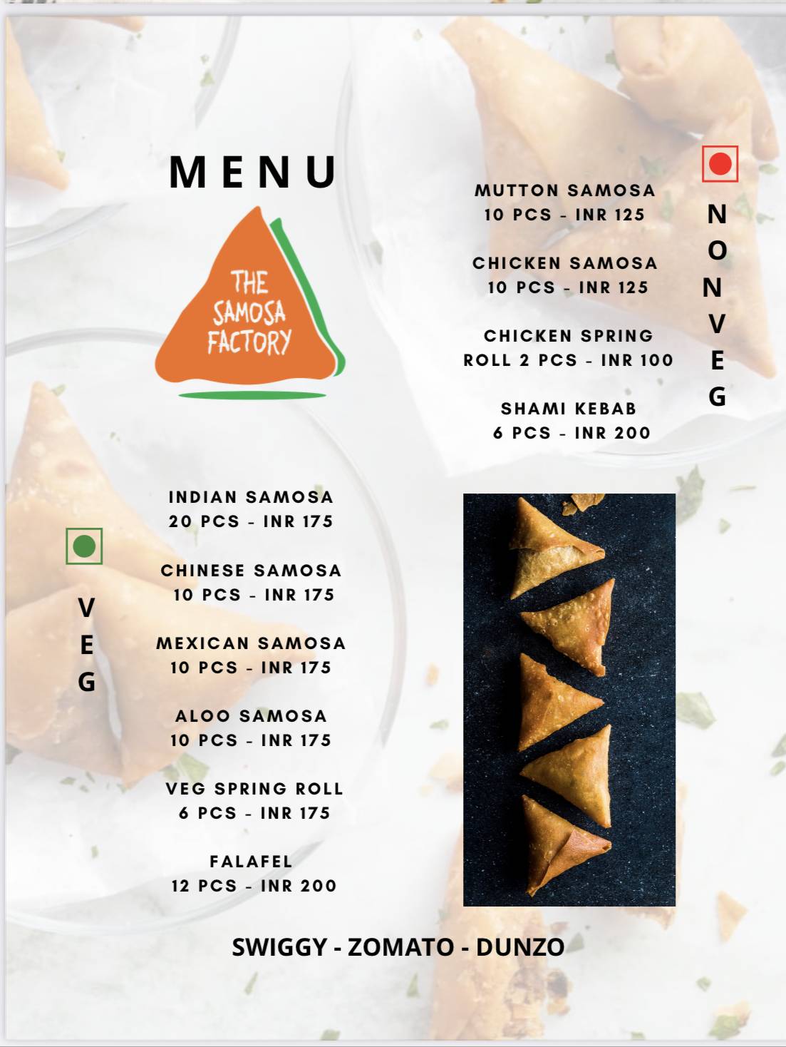 Menu at THE SAMOSA FACTORY ADYAR, Chennai