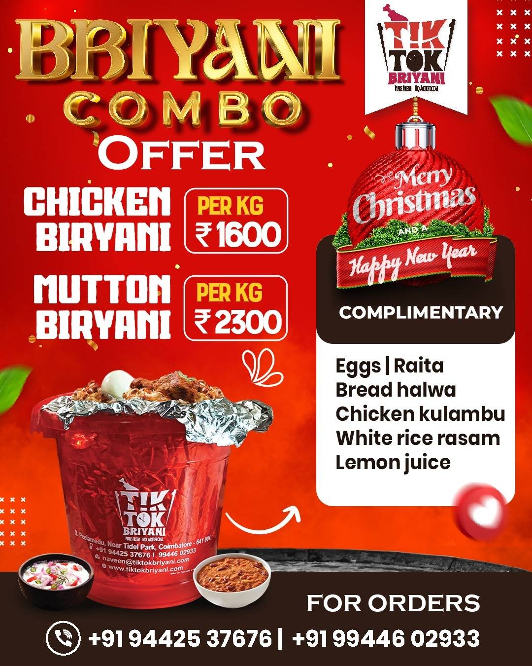 Menu at TIK TOK Briyani - Bucket Briyani Chicken Mutton Non Veg Gravies ...
