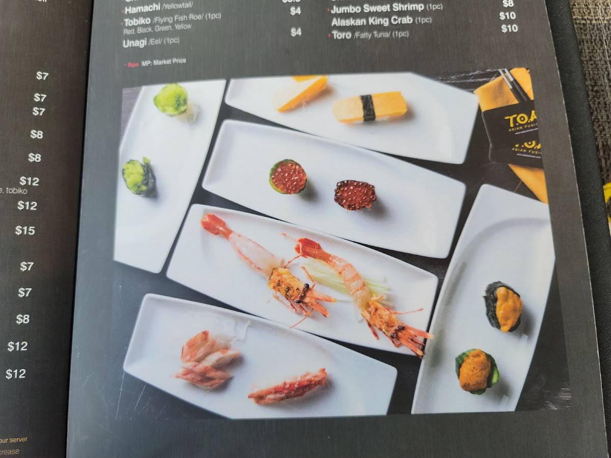 Menu at TOA Asian Fusion (Melville Route 110) restaurant, Melville